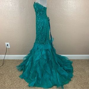 Mie Ling | Dresses | Mie Ling Gorgeous Teal Beaded Sweetheart Trumpet ...